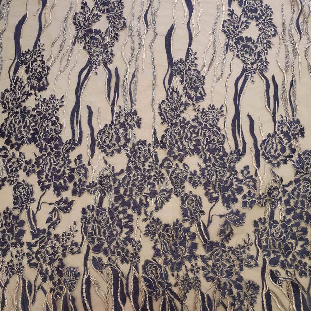 Two Tone Embroidered Metallic Flower Tulle | Curtain Dream