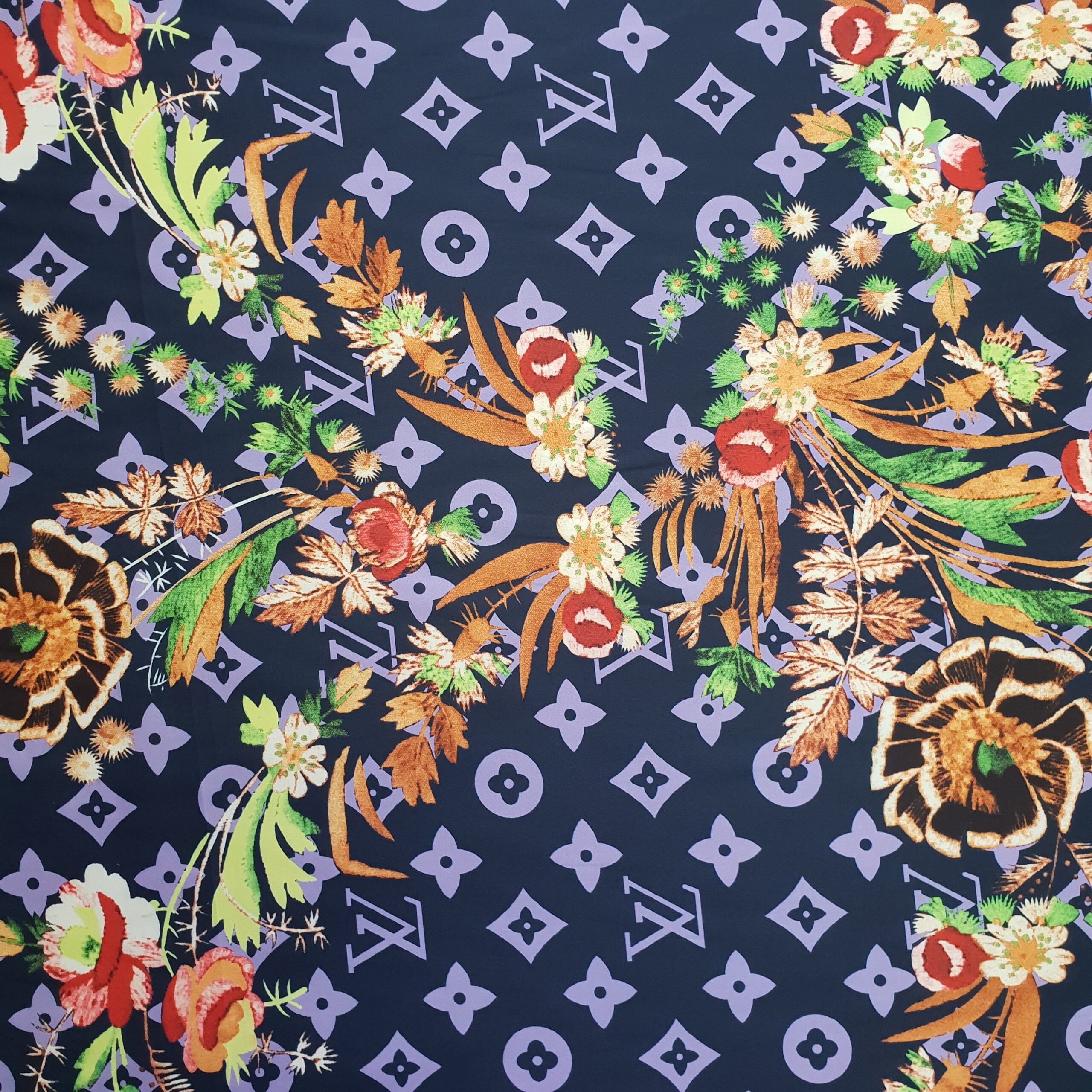 Designer LV Silk Satin – Navy Blue | Curtain Dream