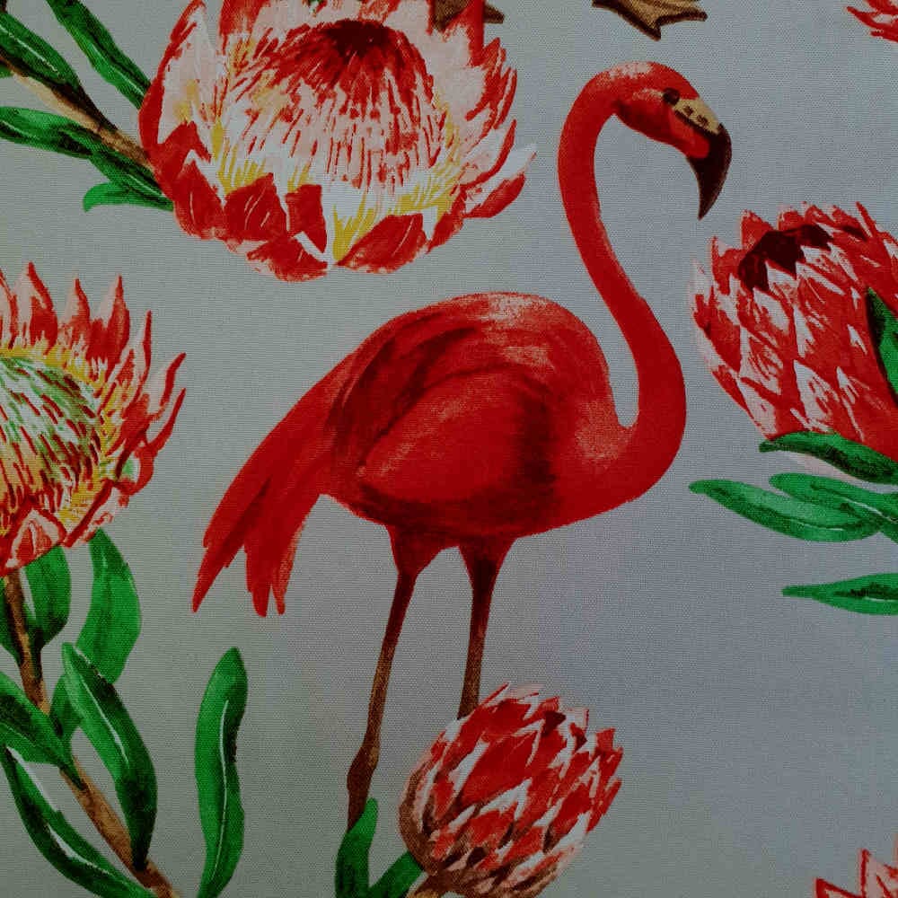 Printed Mini-Matt – Protea & Flamingo – Grey | Curtain Dream