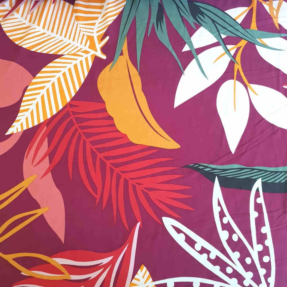 Printed Rayon Poplin – Leaves | Curtain Dream