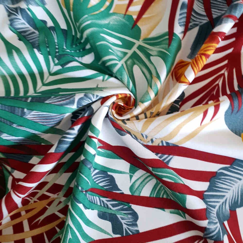 Printed Mini-Matt – Leaves – White | Curtain Dream