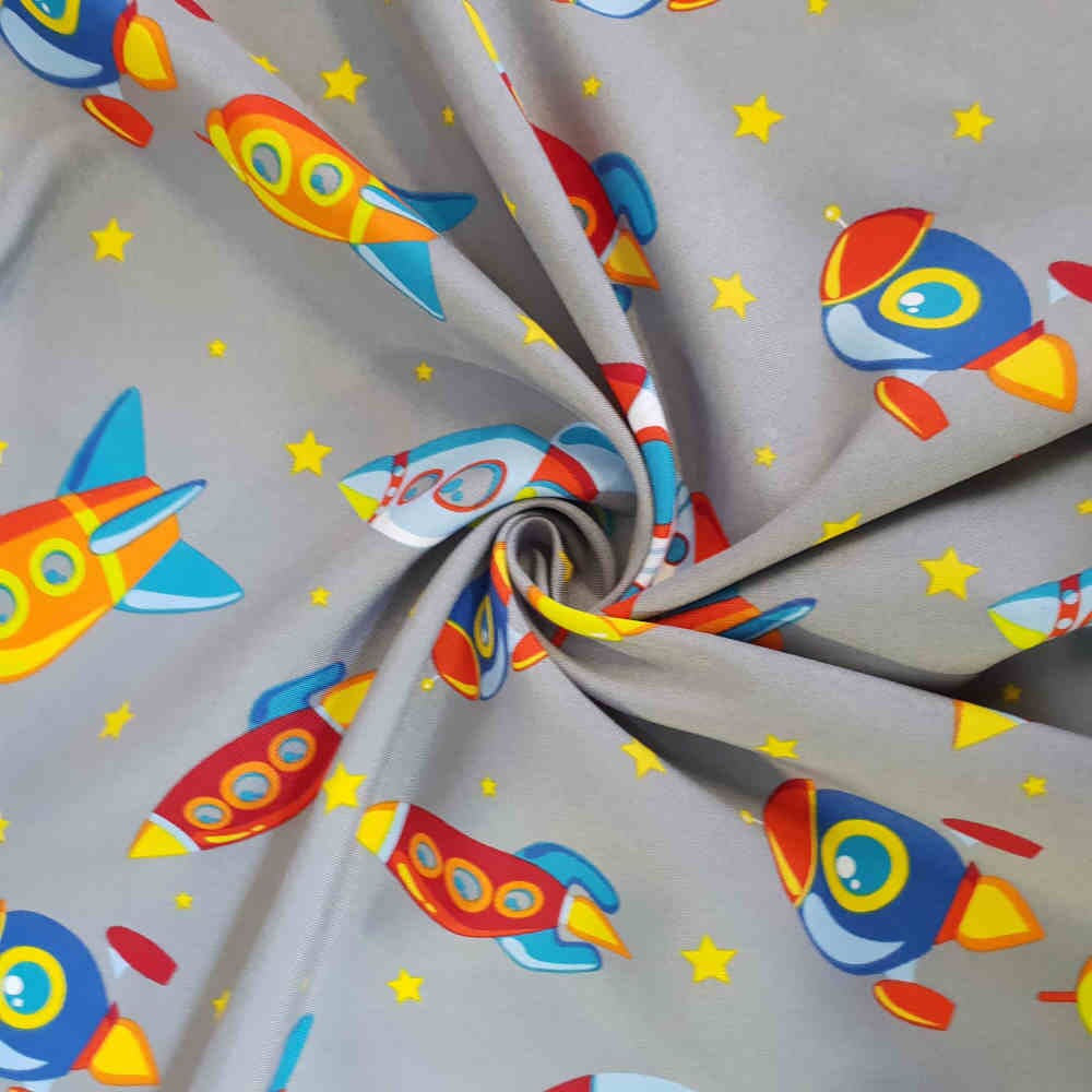 Printed Mini-Matt – Rockets – Grey | Curtain Dream