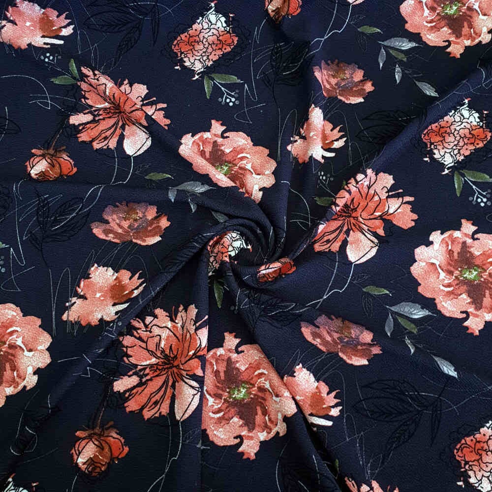 Printed Liverpool Crepe – Floral – 5 | Curtain Dream