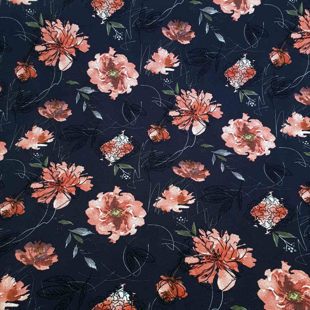 Printed Liverpool Crepe – Floral – 5 | Curtain Dream