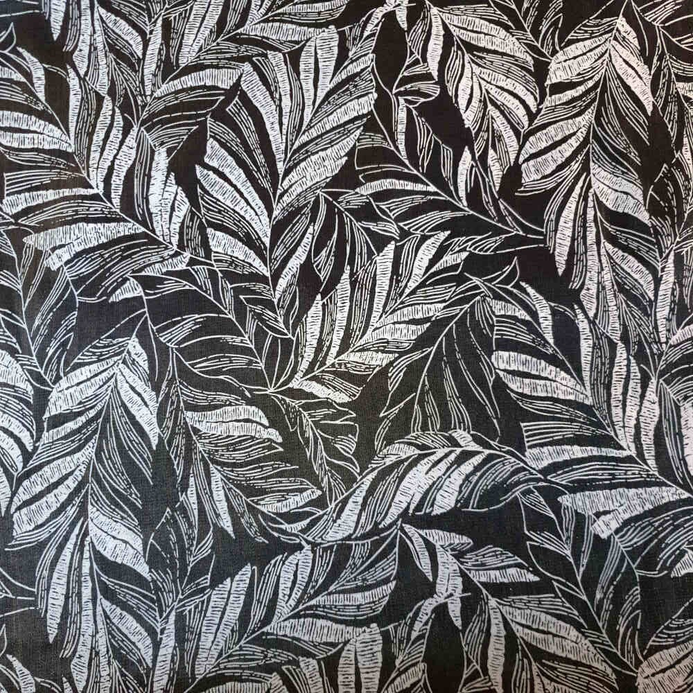 Shimmer Print – Leaves – Charcoal | Curtain Dream