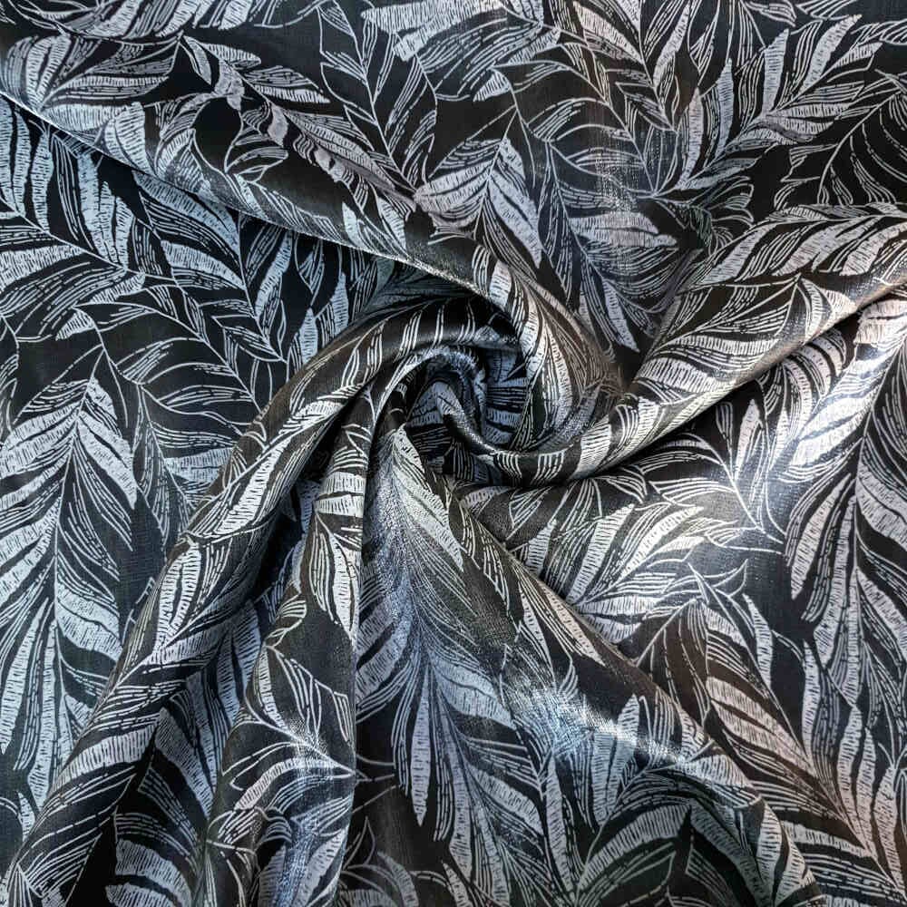 Shimmer Print – Leaves – Charcoal | Curtain Dream
