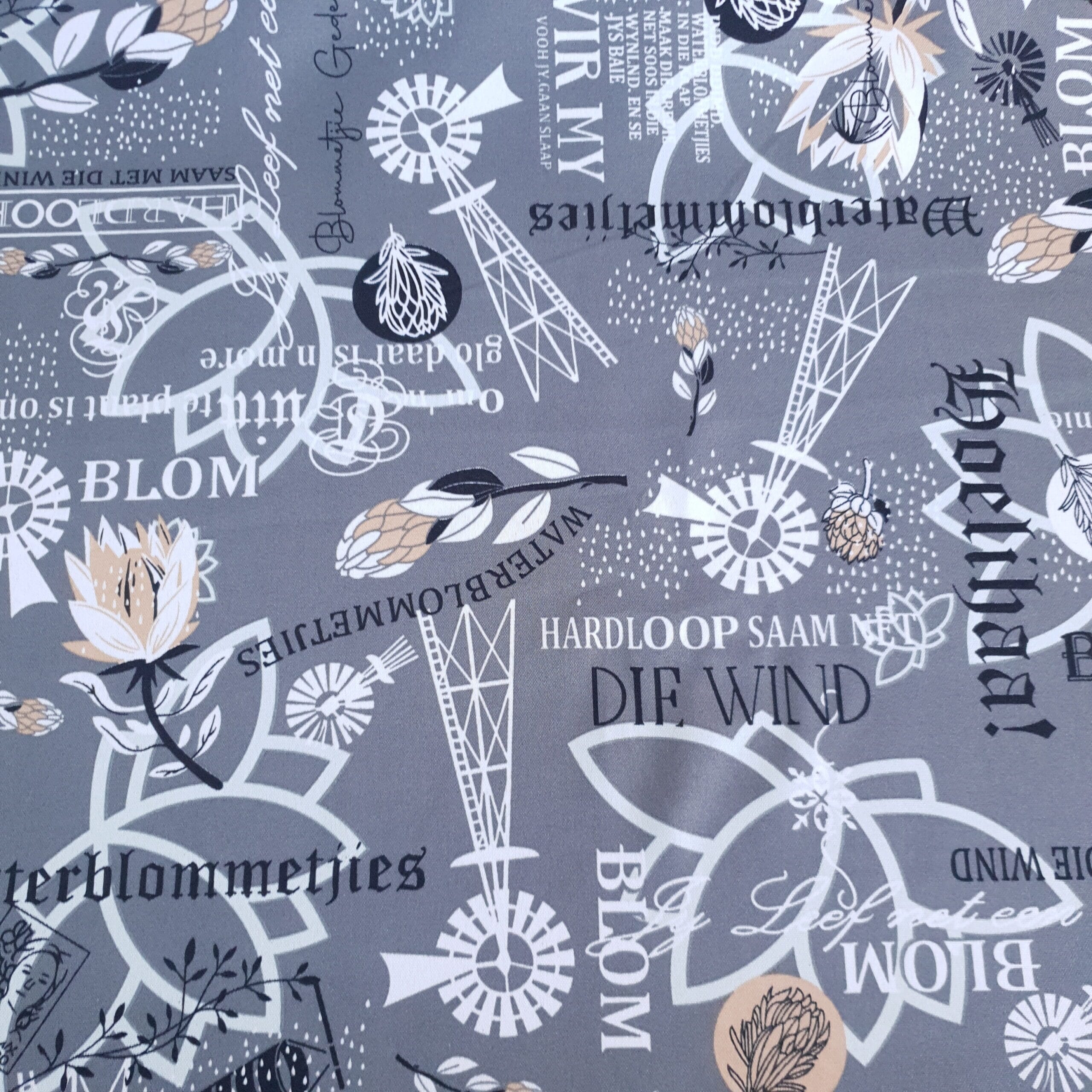 Printed Mini-Matt – Afrikaans – Grey | Curtain Dream