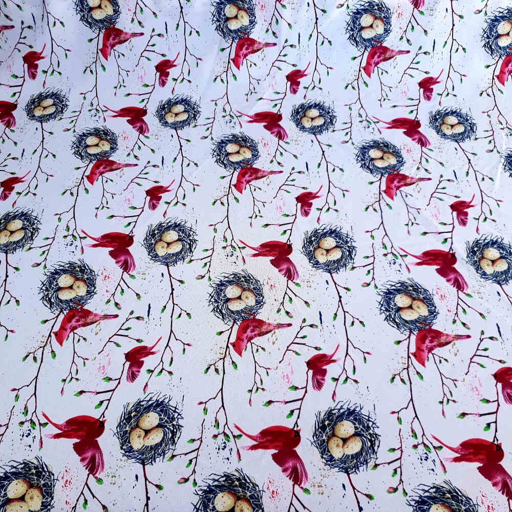 Printed Mini-Matt – Birds – White | Curtain Dream