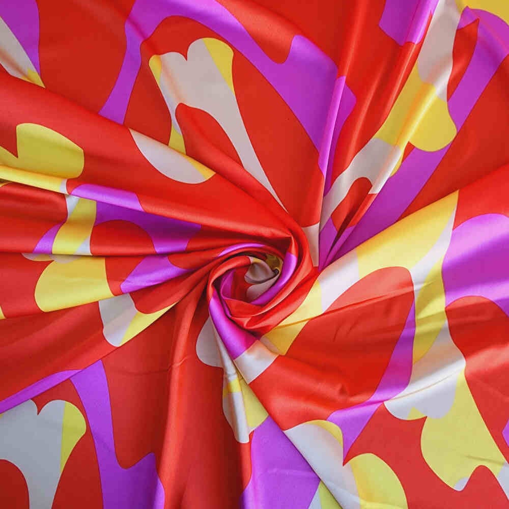 Printed Dull Satin – Abstract – Orange | Curtain Dream