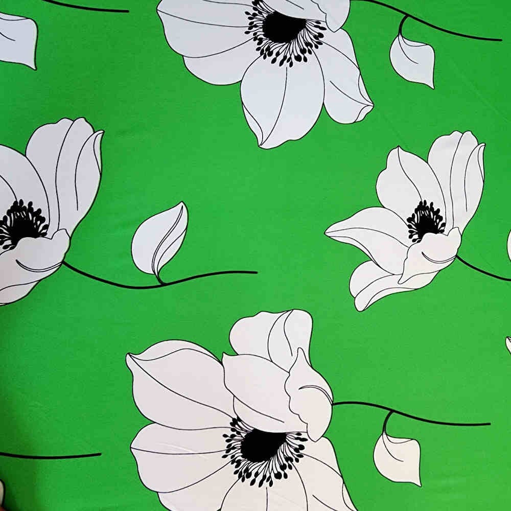 Printed Dull Satin – Floral – Green | Curtain Dream