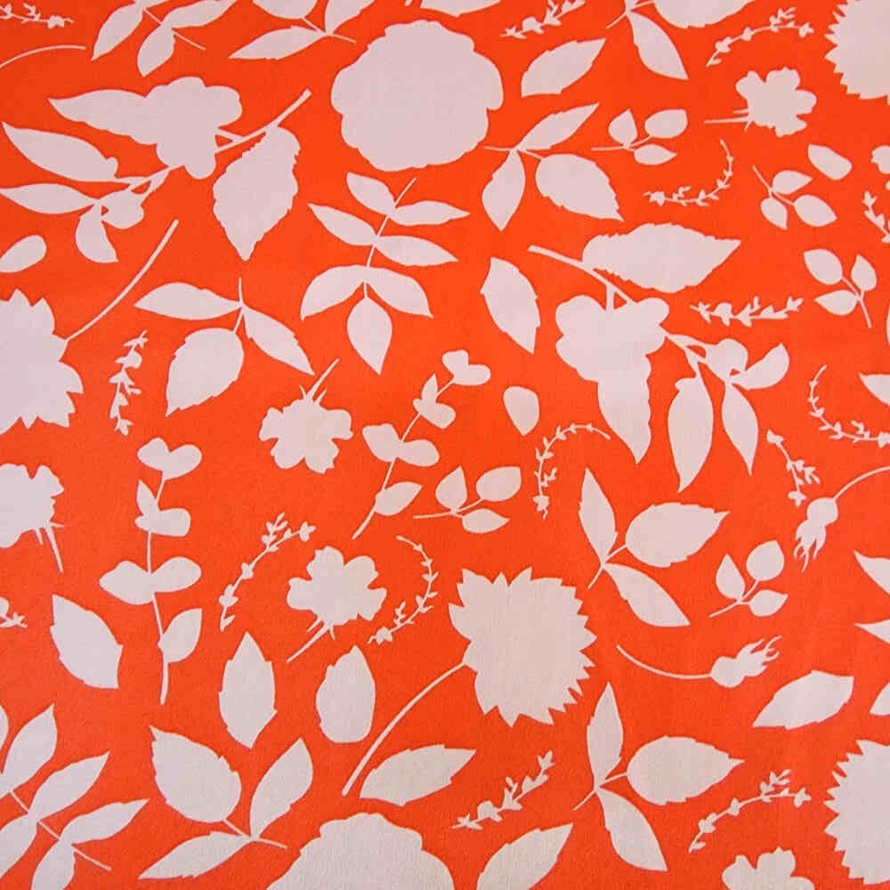 Printed Dull Satin – Floral – Orange | Curtain Dream