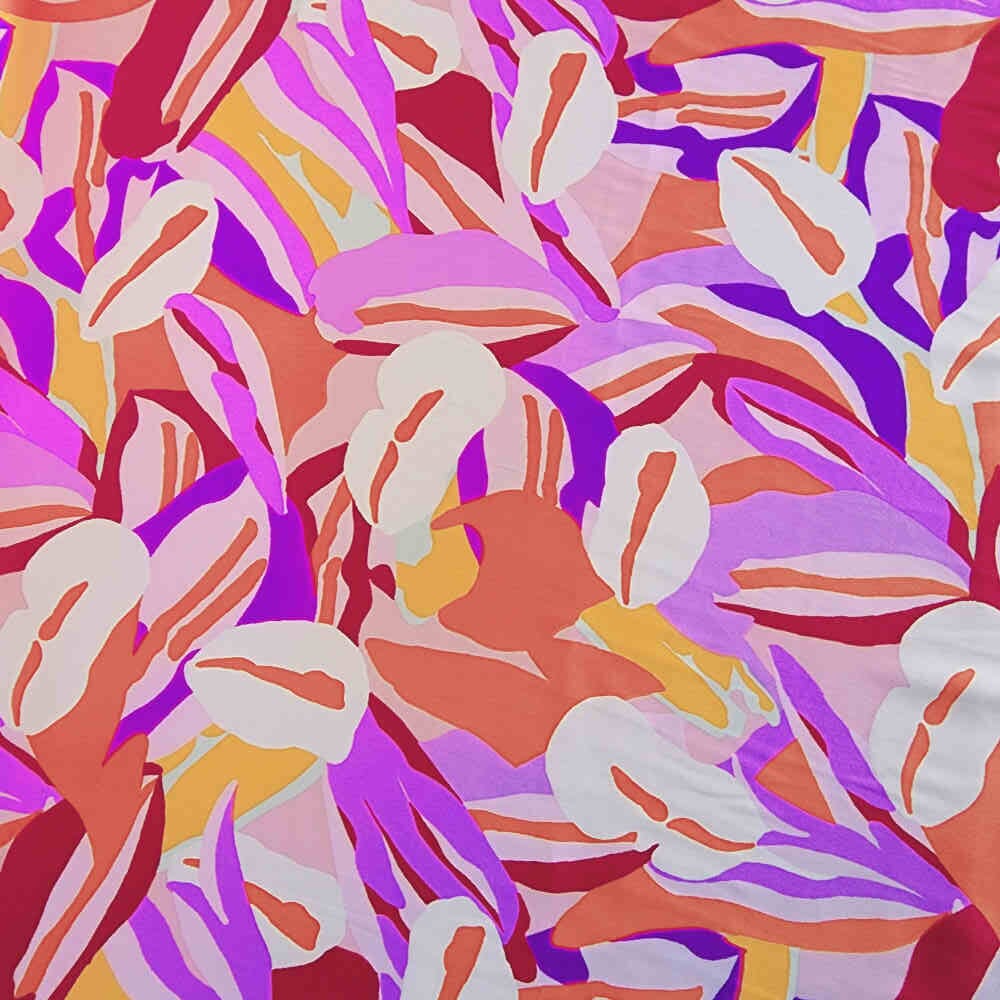 Printed Dull Satin – Floral – Purple | Curtain Dream