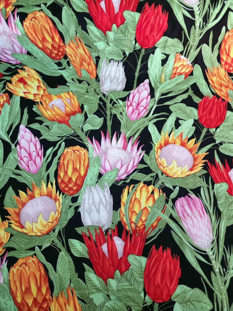 Printed Mini-Matt – Protea – Black | Curtain Dream