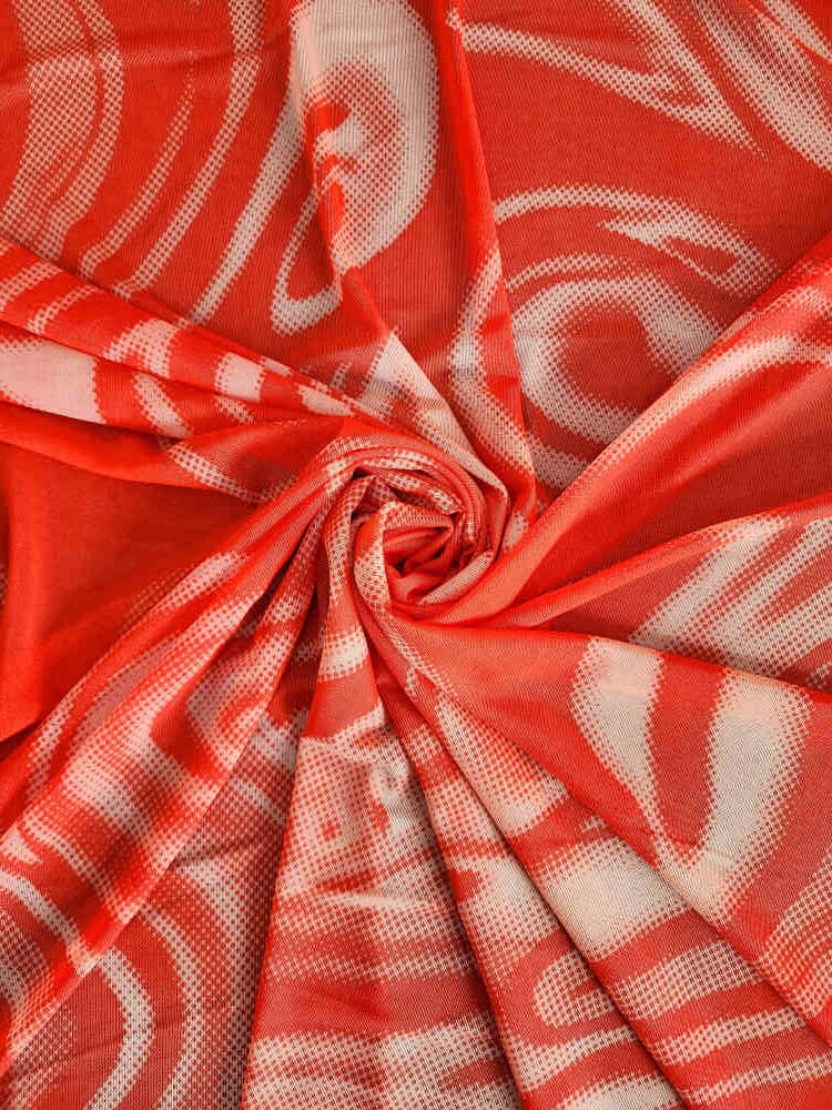 Printed Power Mesh – Abstract – Orange | Curtain Dream