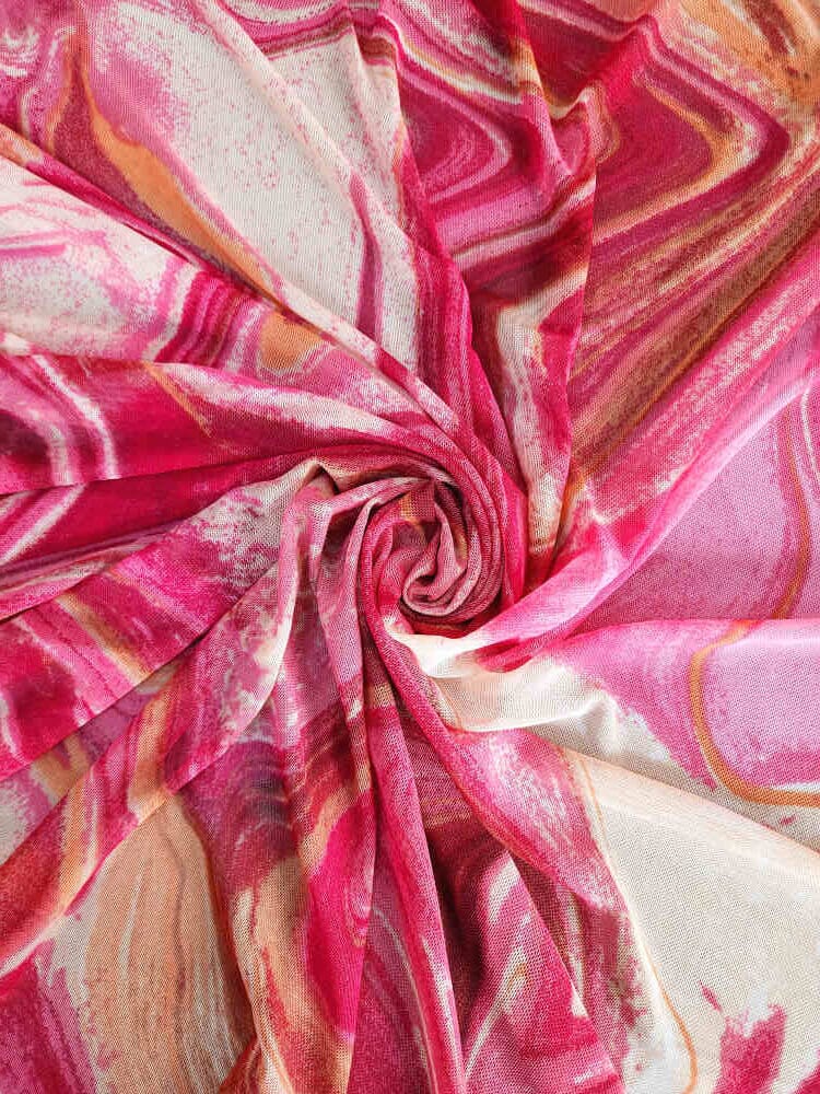 Printed Power Mesh – Abstract – Dusty Pink | Curtain Dream
