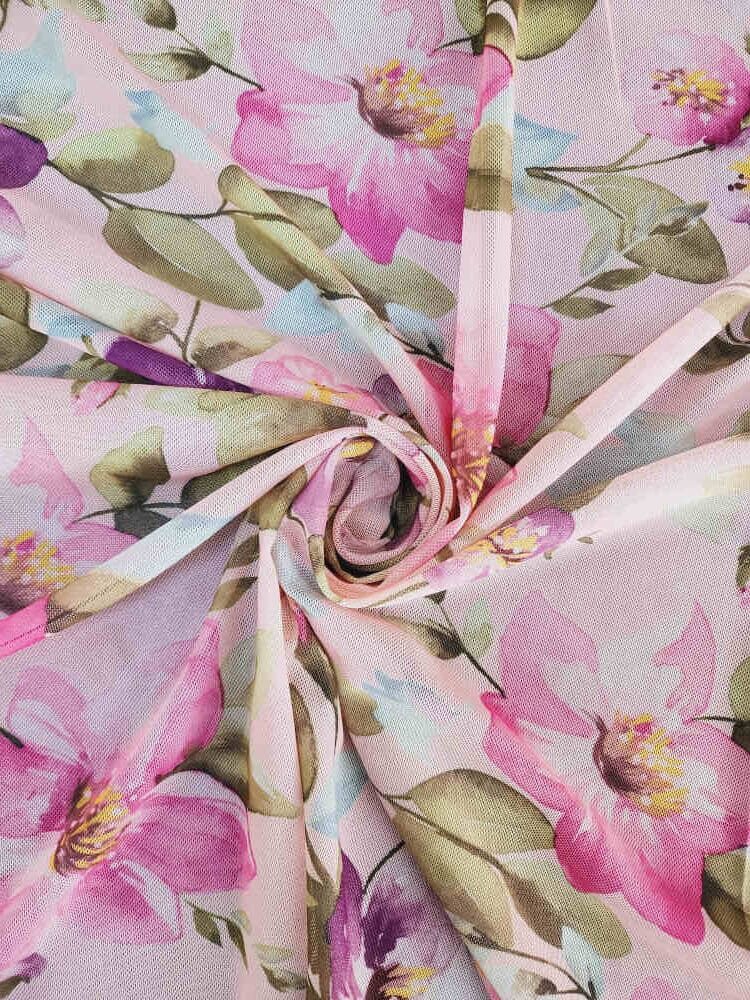 Printed Power Mesh – Floral – Multi-Colored | Curtain Dream