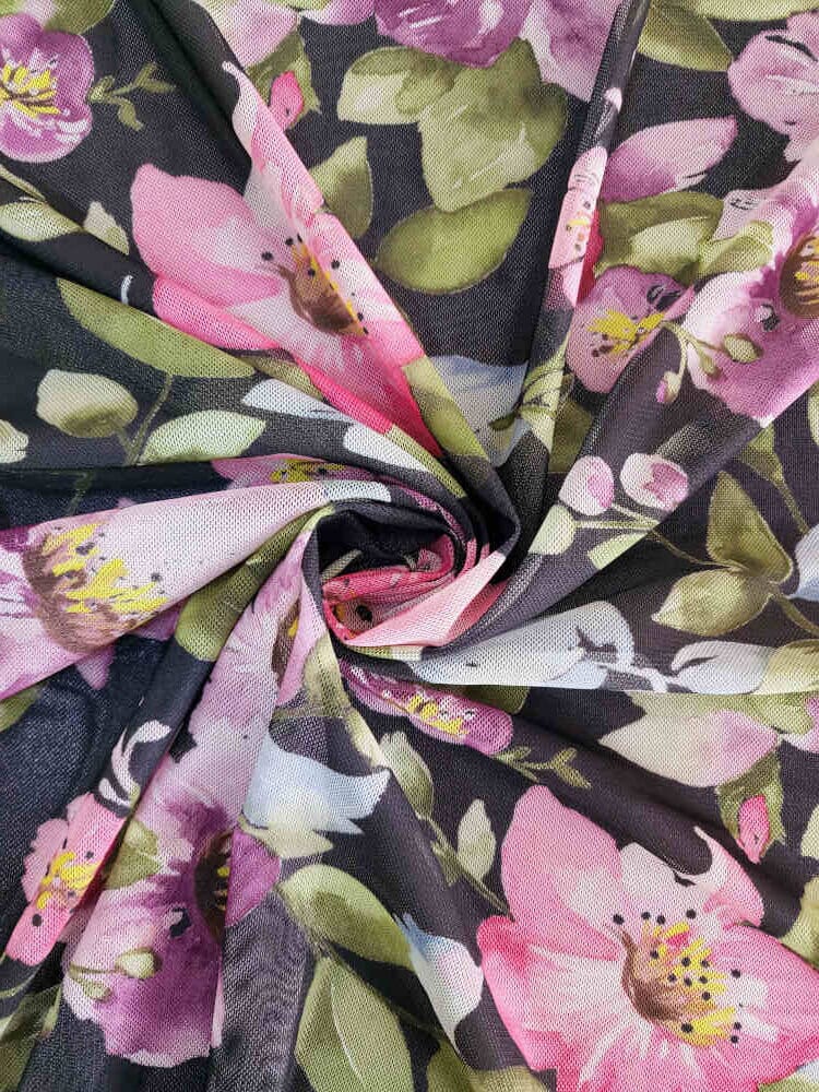 Printed Power Mesh – Floral – Multi-Colored | Curtain Dream