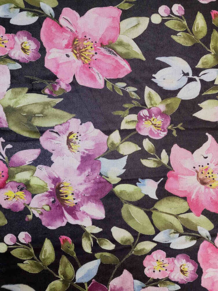 Printed Power Mesh – Floral – Multi-Colored | Curtain Dream