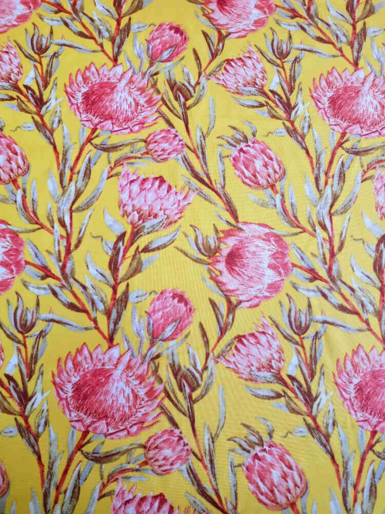 Printed Mini-Matt – Protea – Mustard | Curtain Dream