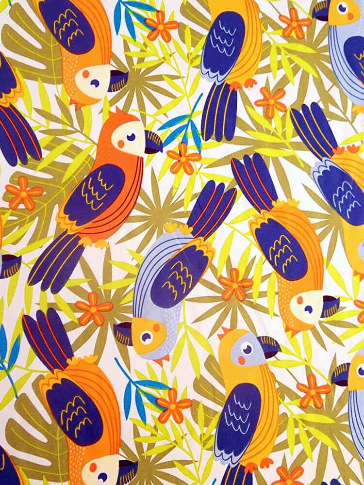 Printed Mini-Matt – Birds – Orange | Curtain Dream