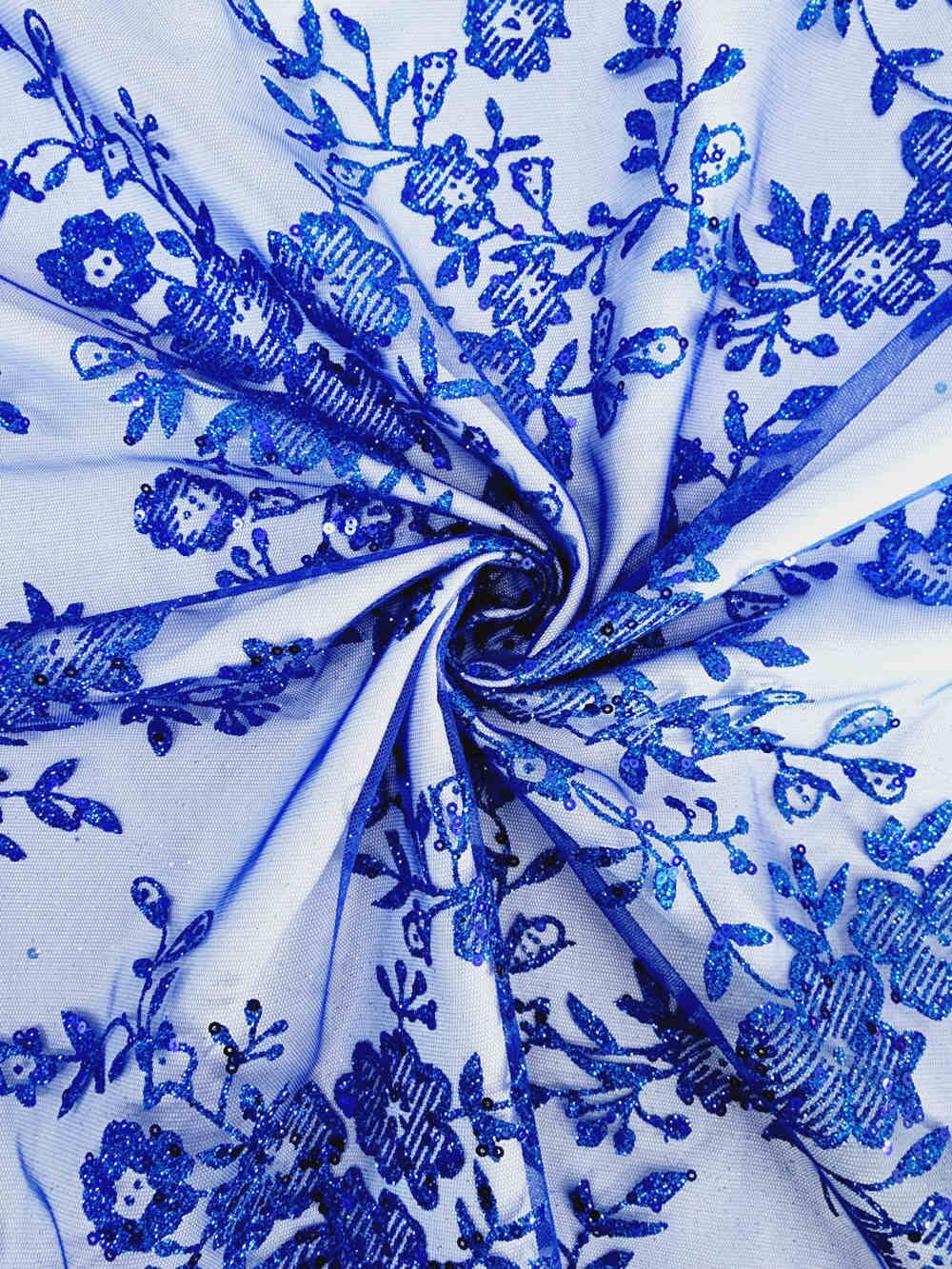 Flower Sugar Metallic Tulle – Royal Blue | Curtain Dream