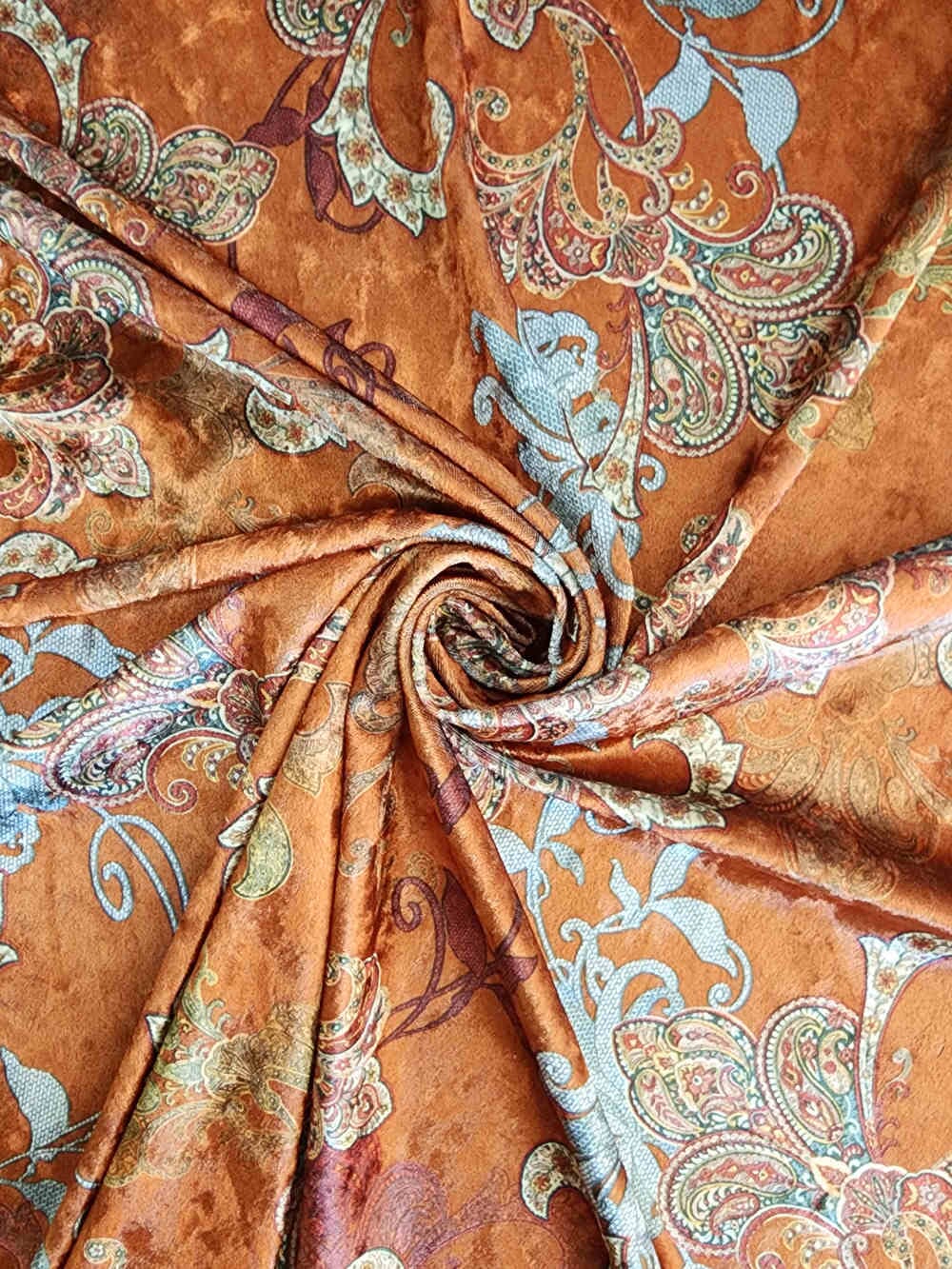Printed Velvet – Floral – Rust | Curtain Dream
