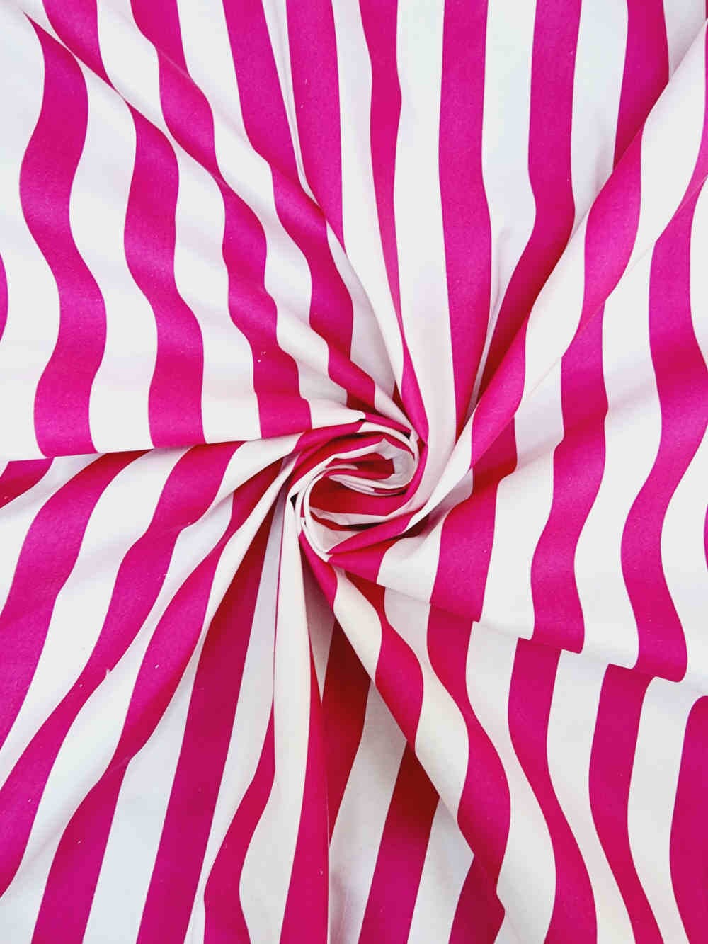 Printed Poly Cotton – Cerise Pink – Stripes | Curtain Dream