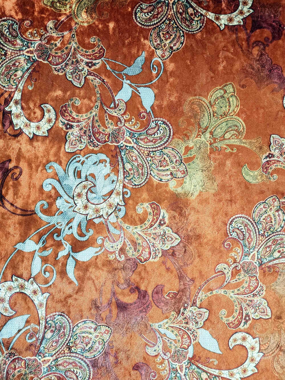 Printed Velvet – Floral – Rust | Curtain Dream
