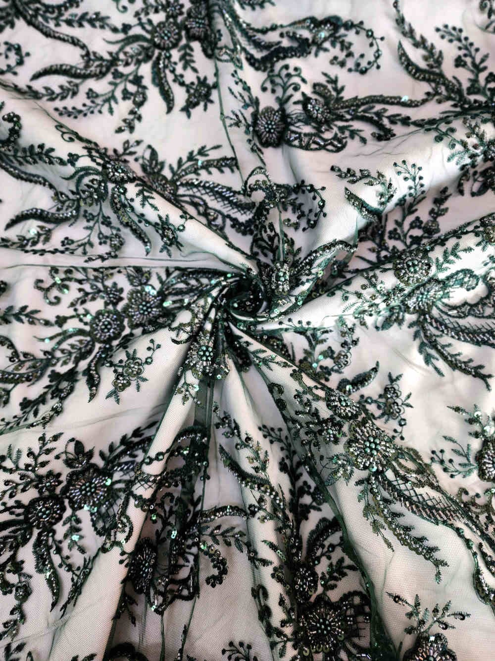 Embroidered Tulle (Jh22-46) – Bottle Green | Curtain Dream