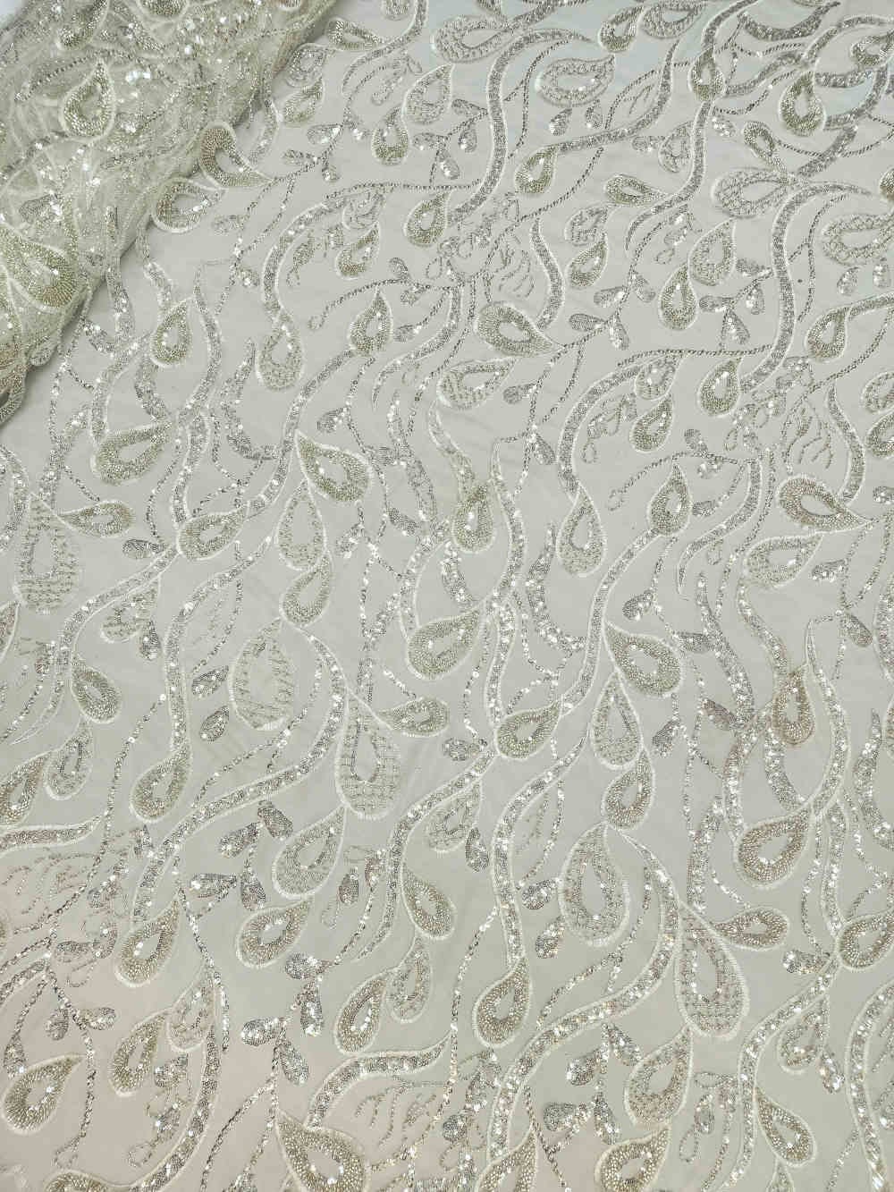 Paisley Beaded Tulle – White | Curtain Dream