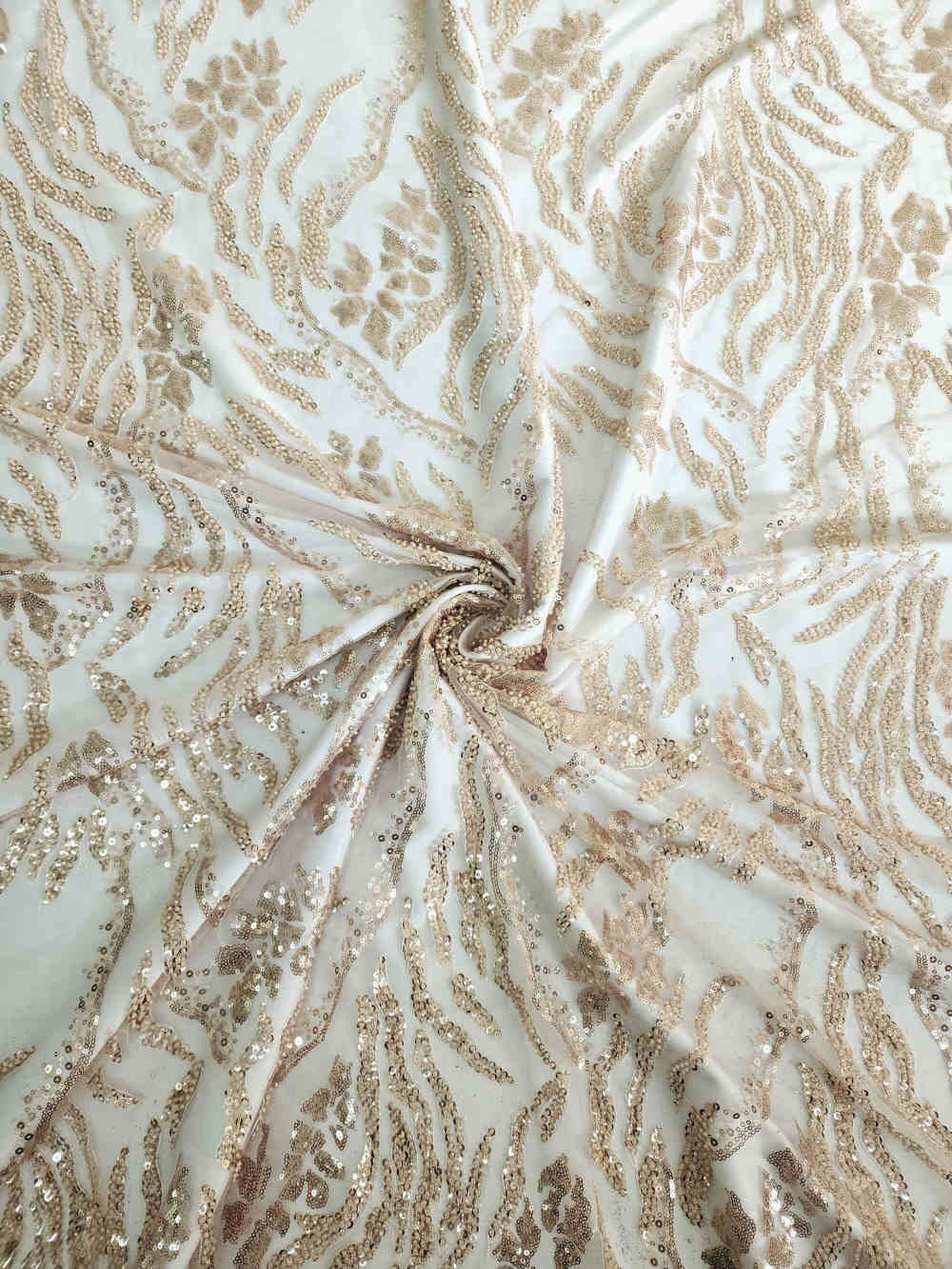 Jasmine Beaded Evening Tulle – Beige | Curtain Dream