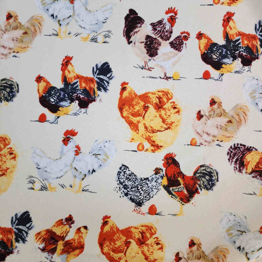 Printed Mini-Matt – Cream – Chickens | Curtain Dream