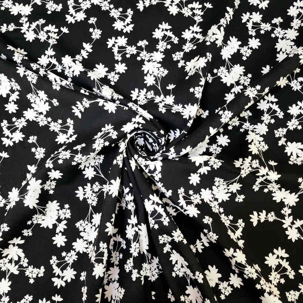 Rayon Challis – Floral- Black | Curtain Dream