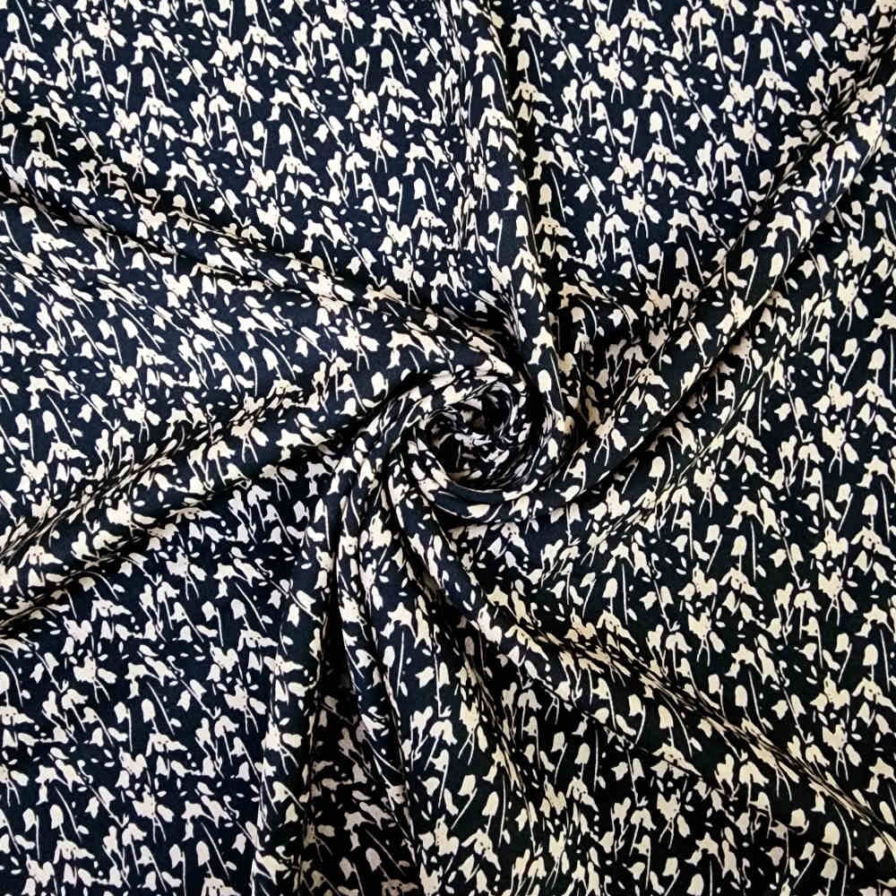 Rayon Challis – Floral- Black | Curtain Dream