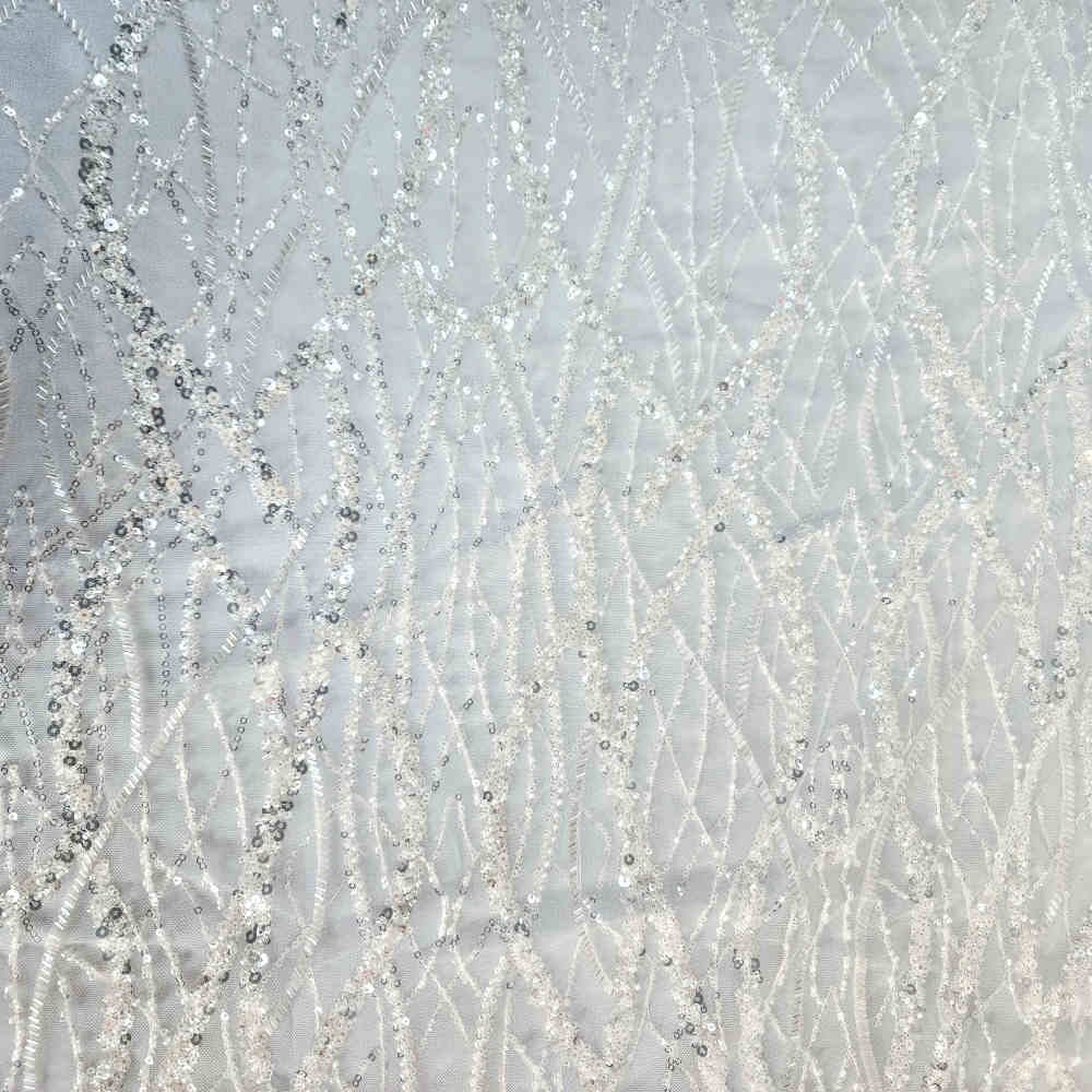 Jayden Beaded Tulle – White | Curtain Dream