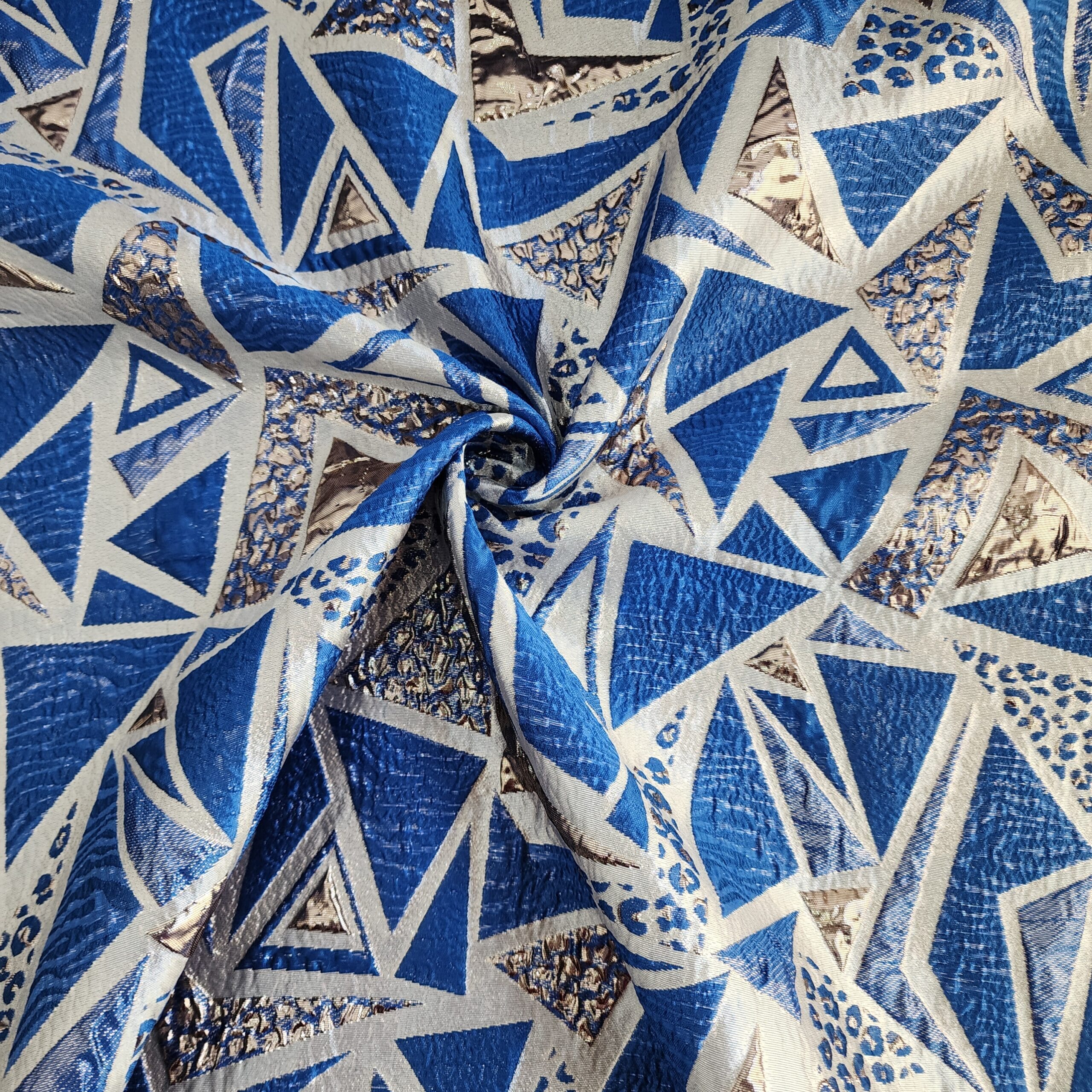 Brocade Geometric – Royal Blue | Curtain Dream