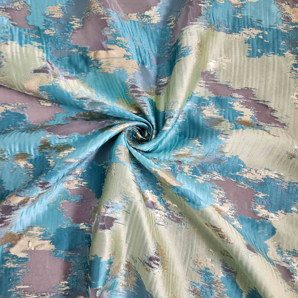 Brocade Organdy – Abstract – Aqua | Curtain Dream