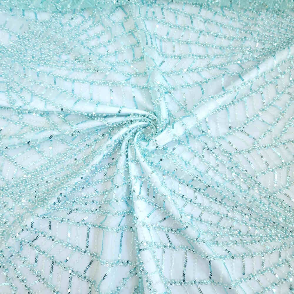 Crystal Beaded Tulle – Mint | Curtain Dream
