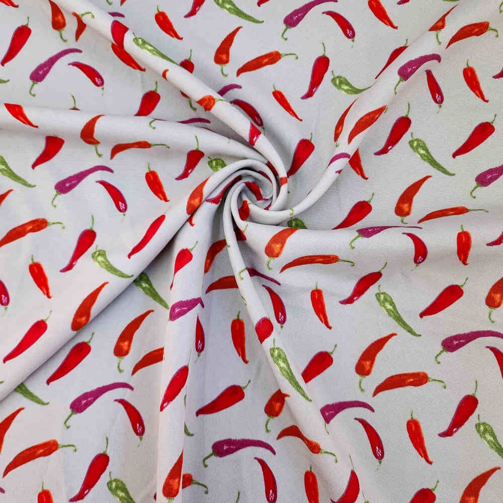 Printed Mini-Matt – Chillies – Light Grey | Curtain Dream