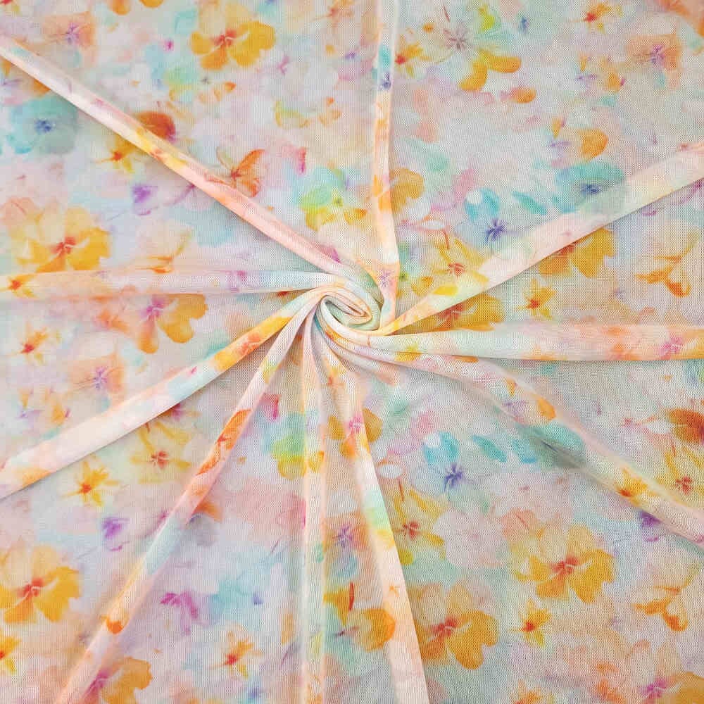 Printed Power Mesh – Floral – Peach | Curtain Dream