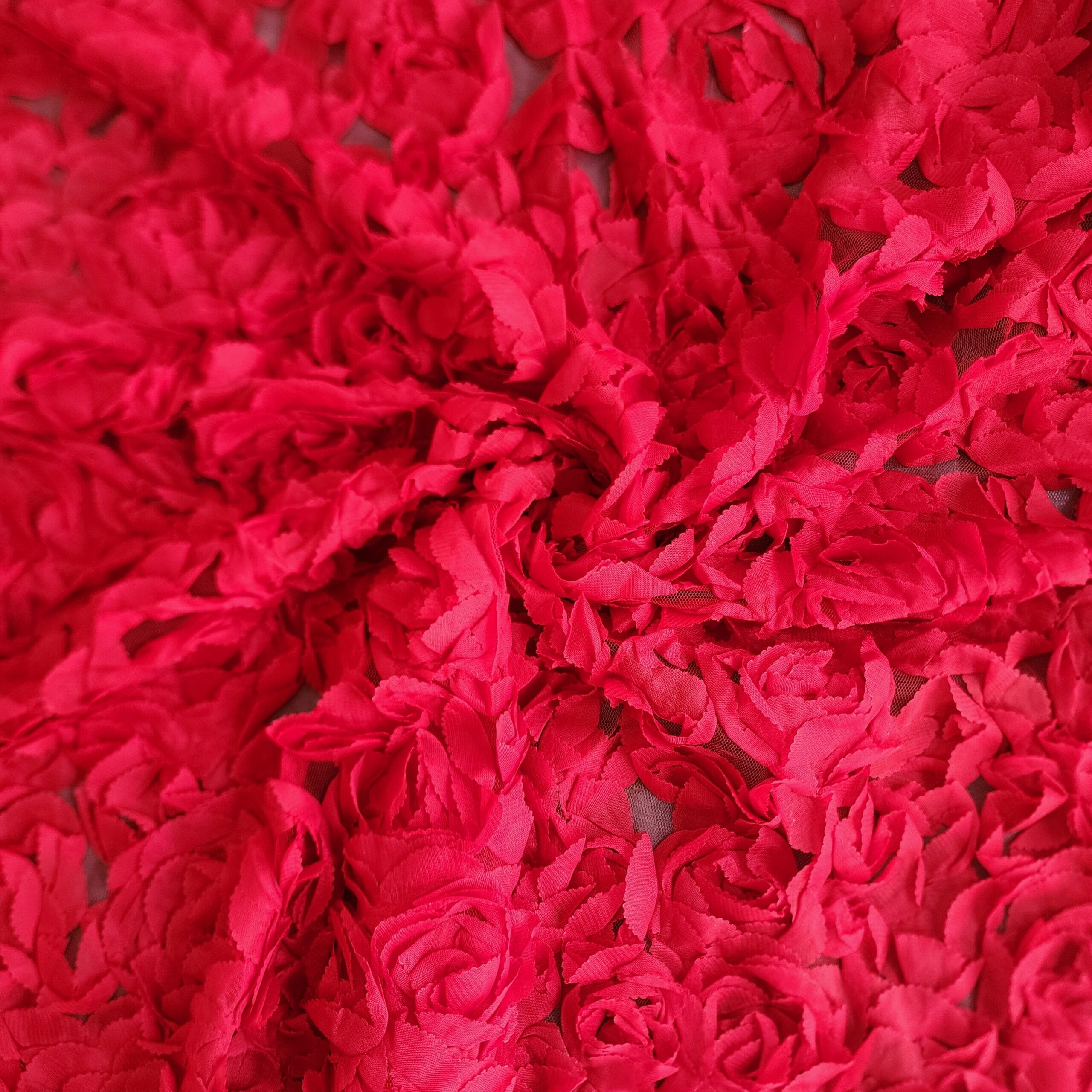 Ribbon Rose Chiffon – Red | Curtain Dream