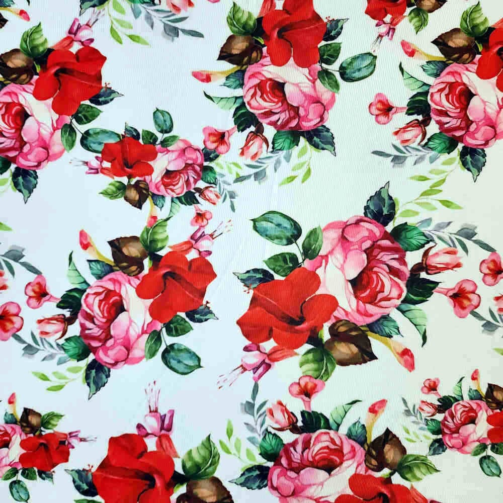 Printed Power Mesh – Floral – White | Curtain Dream