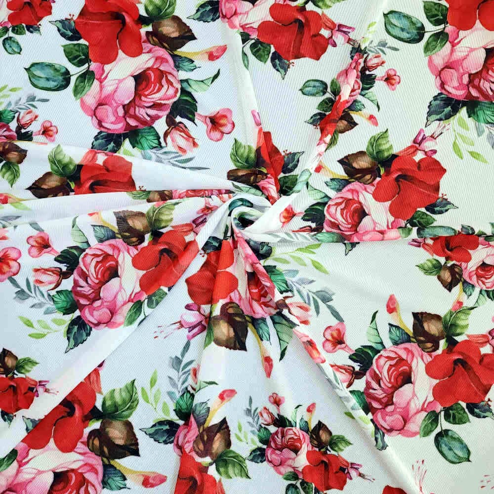 Printed Power Mesh – Floral – White | Curtain Dream