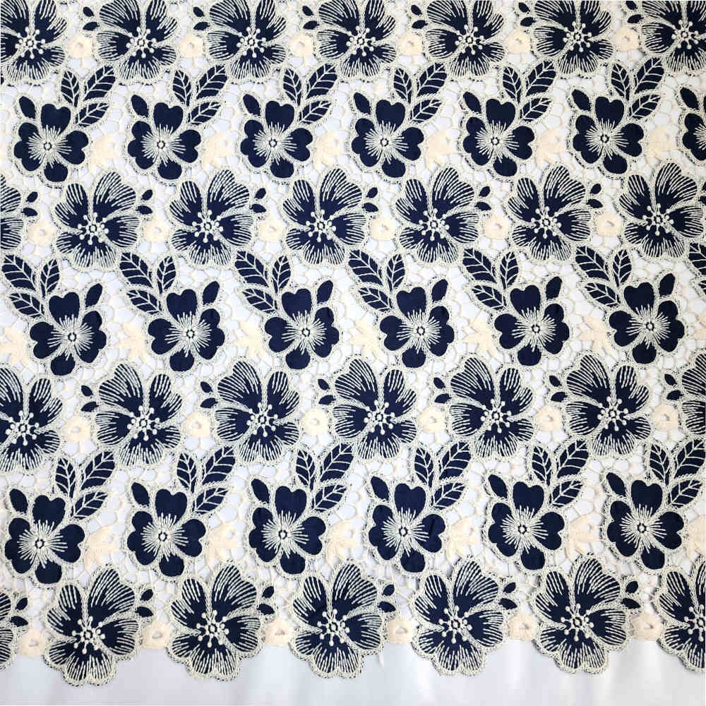 Cotton Madeira Lace – Navy Blue | Curtain Dream