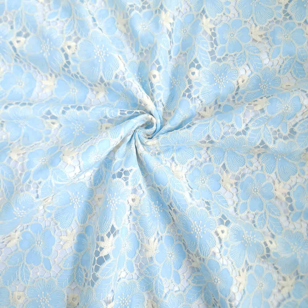 Cotton Madeira Lace – Sky Blue | Curtain Dream