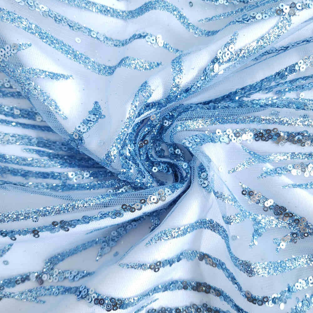 Tropical Palm Sugar Metallic Tulle – Denim Blue | Curtain Dream
