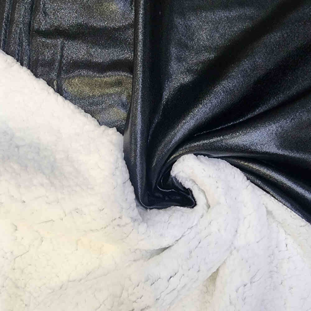 Sherpa Disco Bonded Fleece – Black | Curtain Dream