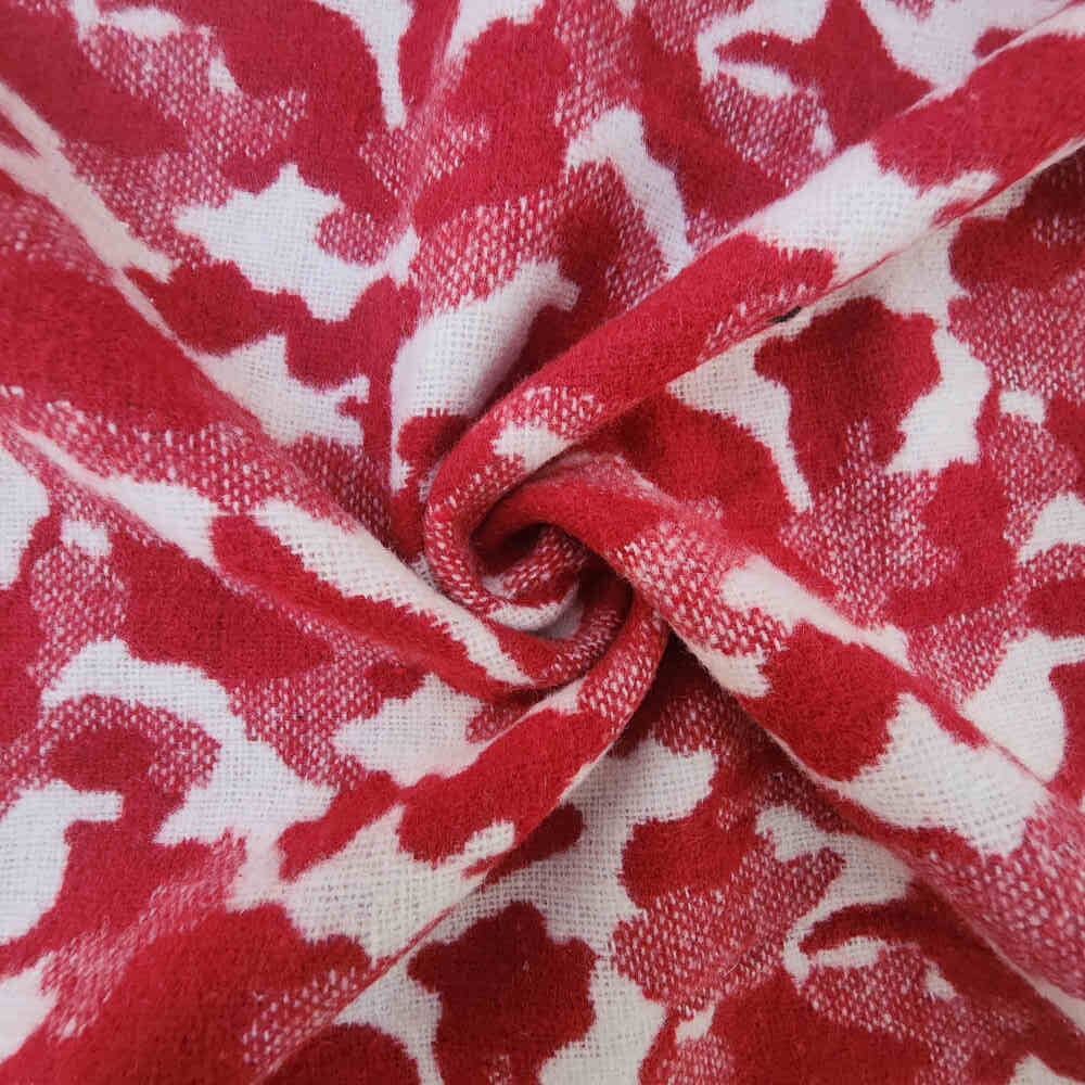 Printed Brushed Melton – Red | Curtain Dream