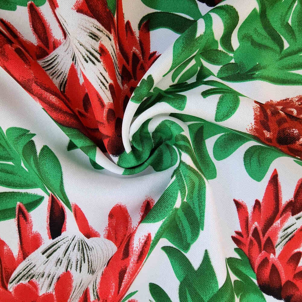 Printed Mini-Matt – Protea – White | Curtain Dream