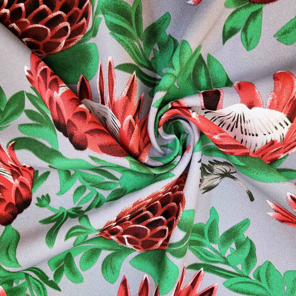 Printed Mini-Matt – Protea – Grey | Curtain Dream